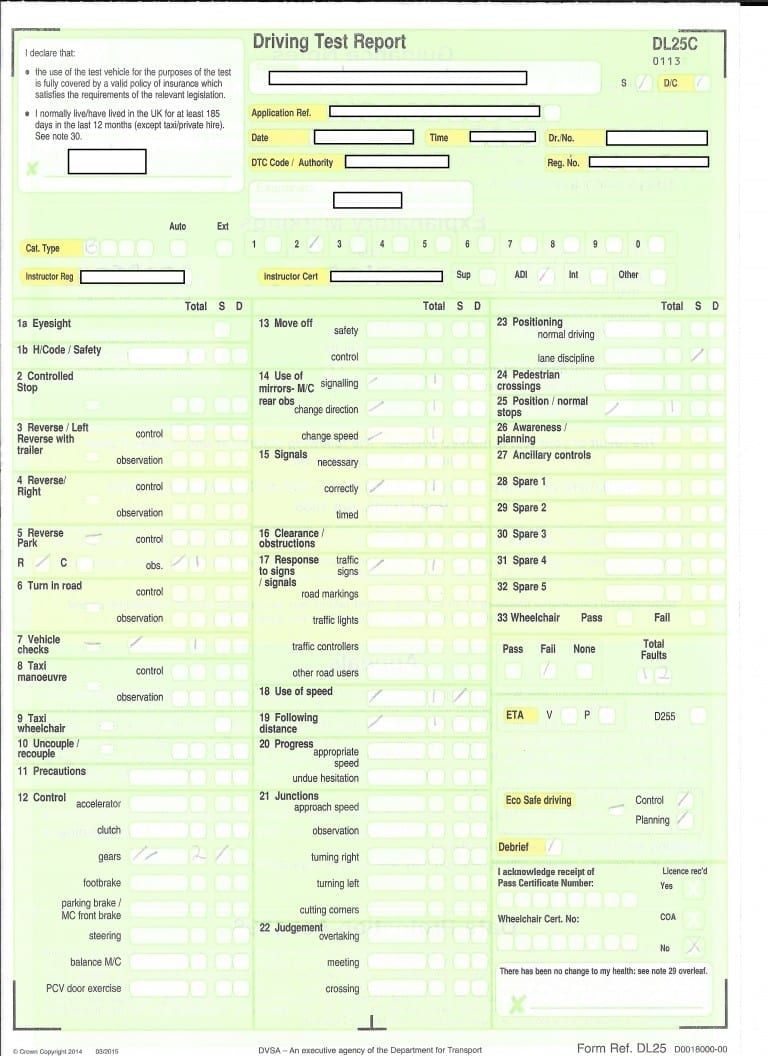 Driving Test Result Form | Big Tom Intensive Driving School